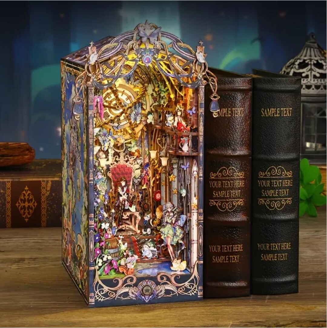 DIY Fairy Elf Book Nook Kit Diorama Miniature Dollhouse Bookstore ...