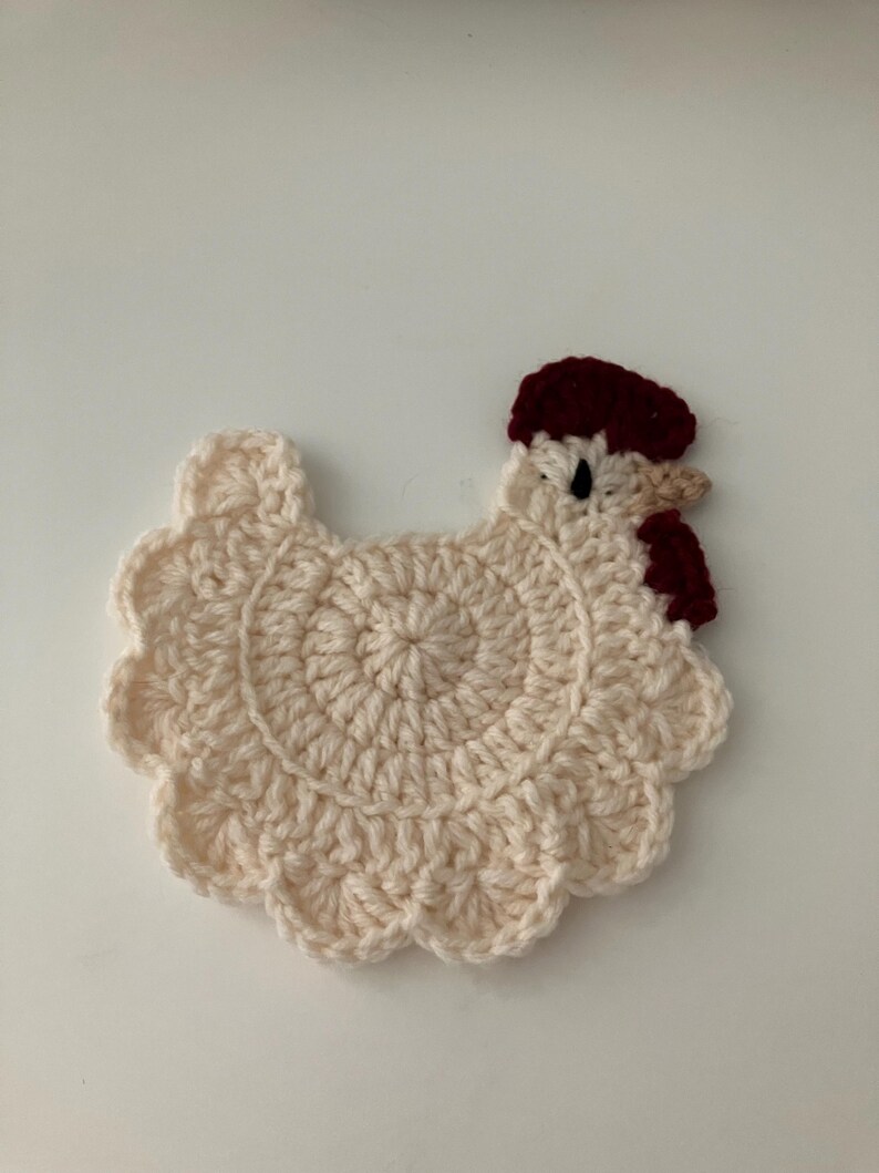 Custom Handmade Crocheted Chicken Coasters - Set of 5 Cottagecore ...