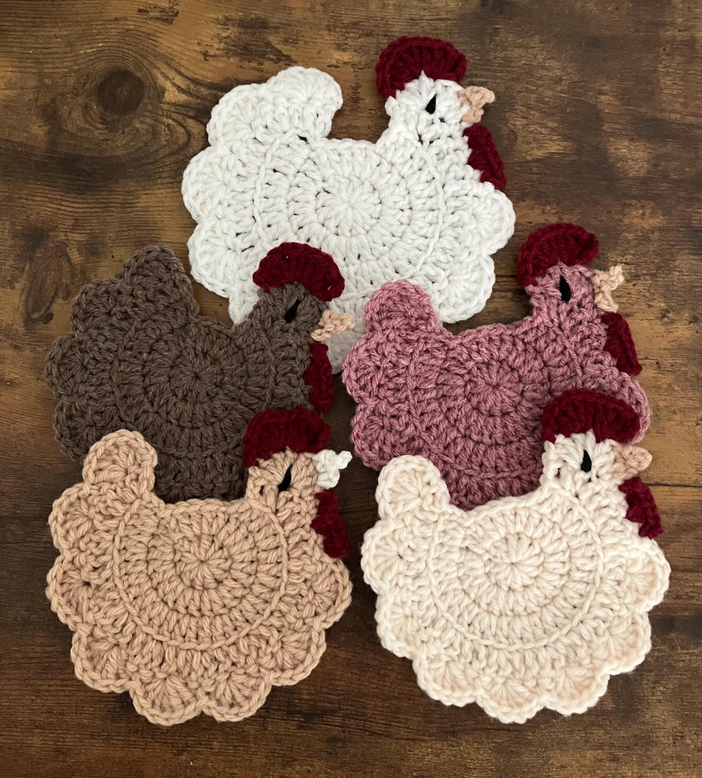 Custom Handmade Crocheted Chicken Coasters - Set of 5 Cottagecore ...
