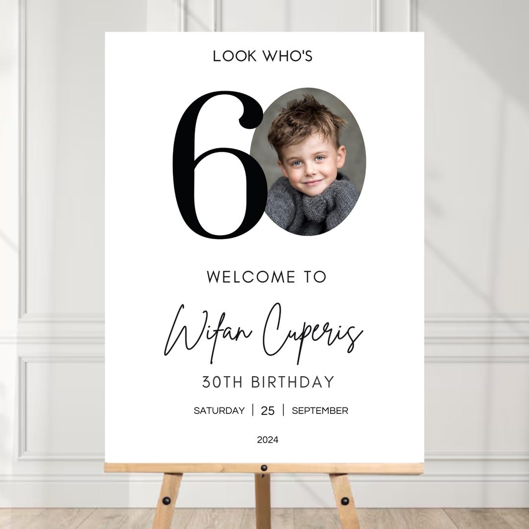60th Welcome Sign, Look Who's 60 Welcome Sign, Modern 60th Welcome Sign ...
