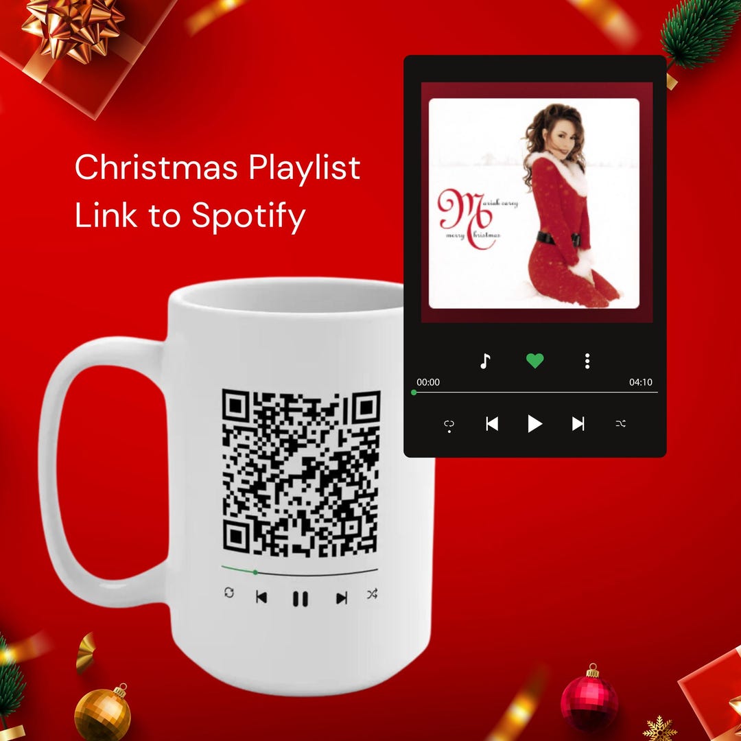 Christmas Mug QR Code Playlist Design, Merry Bright, Unique Gift Idea ...