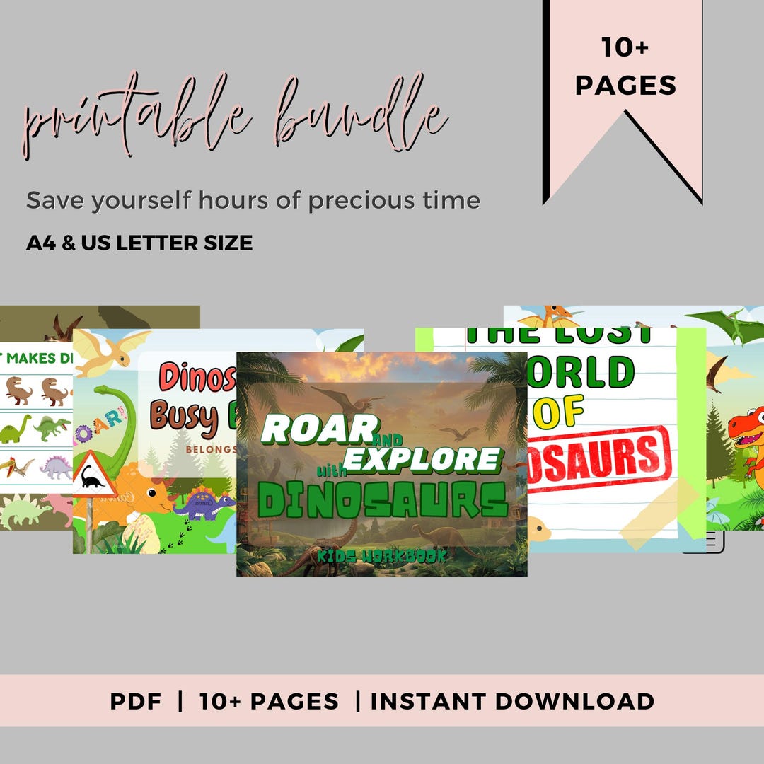 Dinosaurs Workbook Bundle | Printable Kids Activity Pack - Etsy