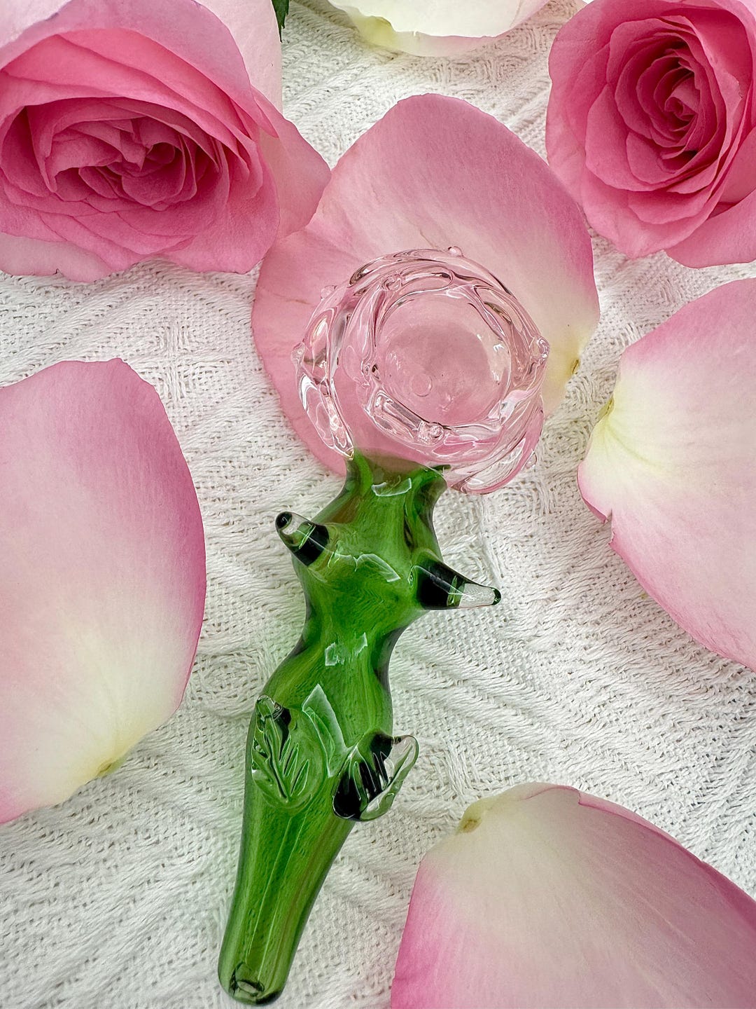 4.5pink Rose Glass Pipe, Handmade Spoon Pipe, Cute Girly Blow, Unique ...