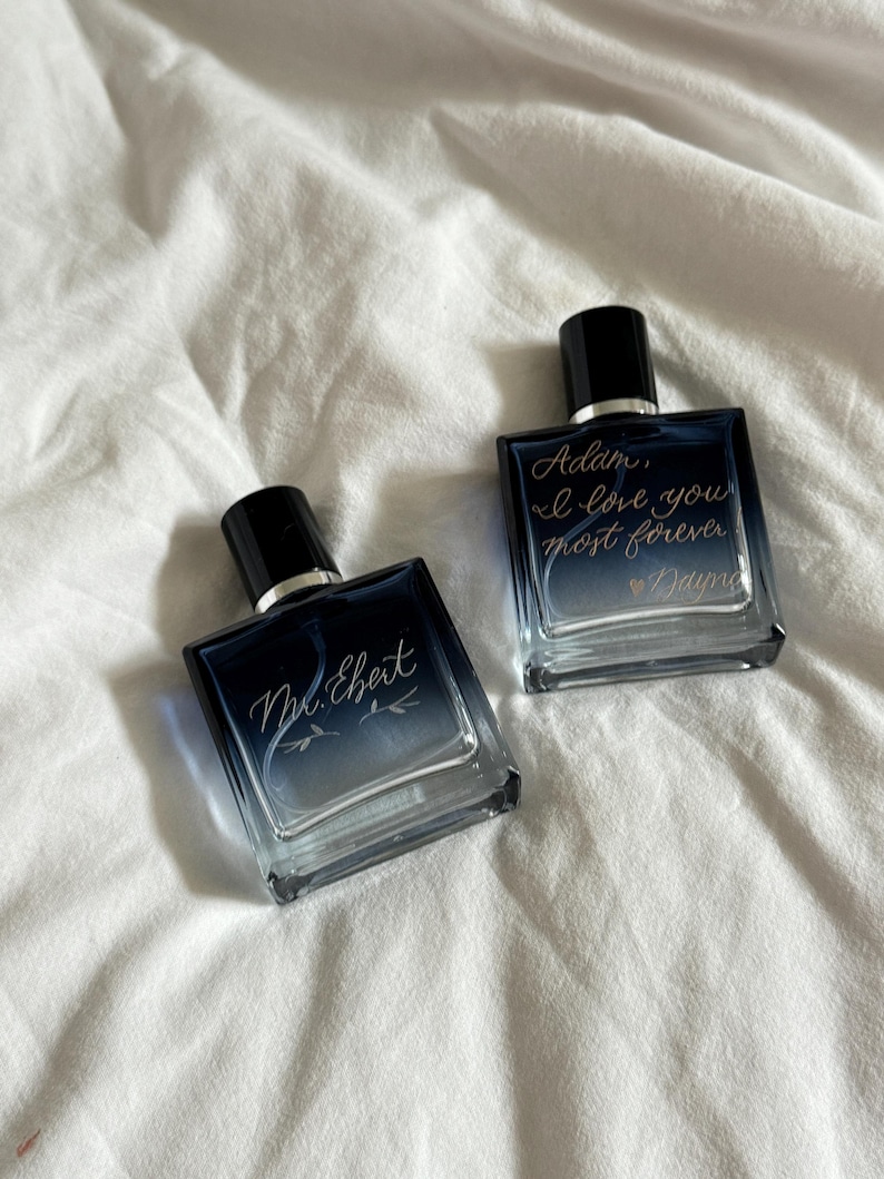 Custom Engraved Cologne Bottle: Refillable Dark Blue Gift (empty) - Etsy
