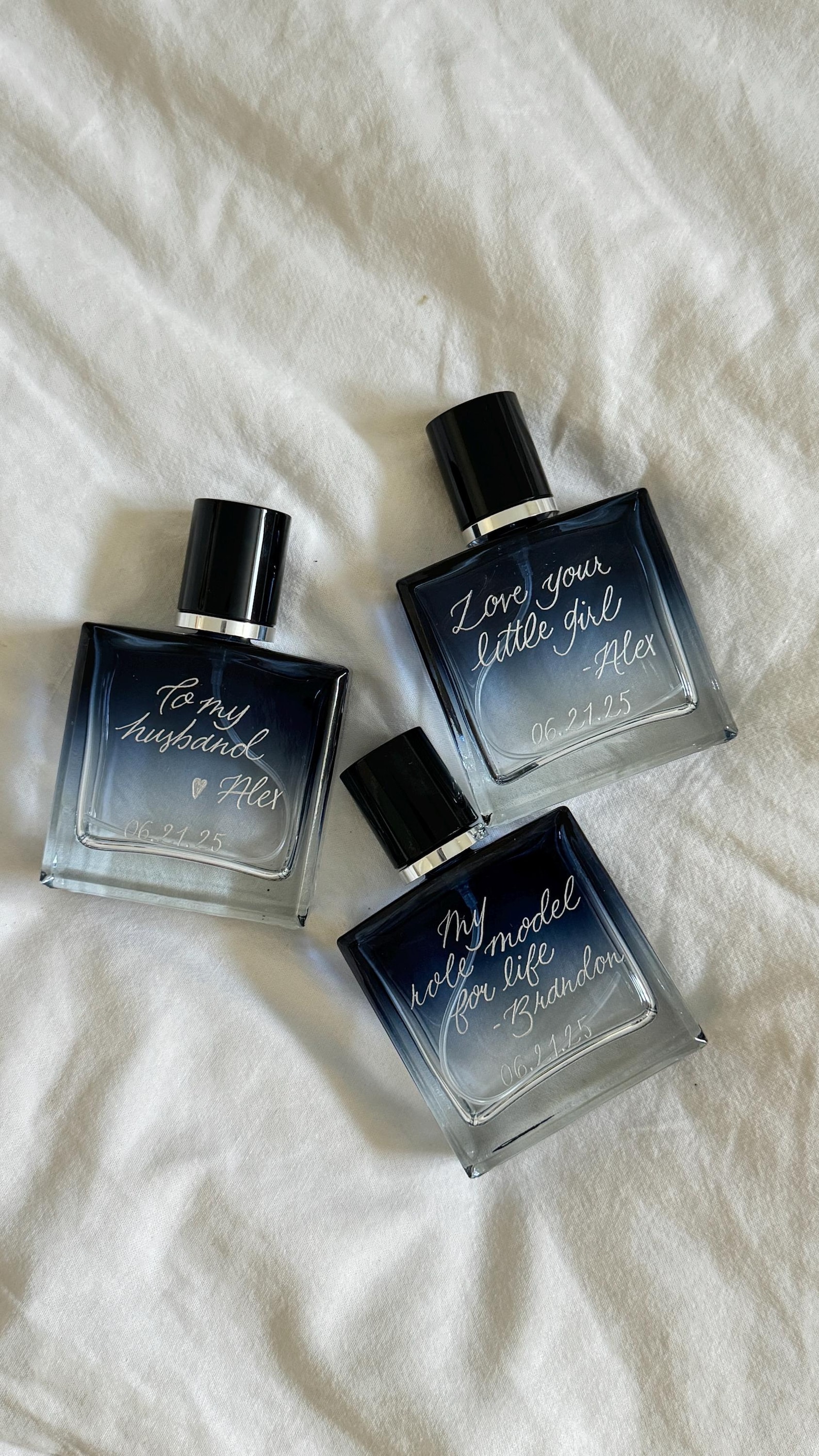 Custom Engraved Cologne Bottle: Refillable Dark Blue Gift (empty) - Etsy