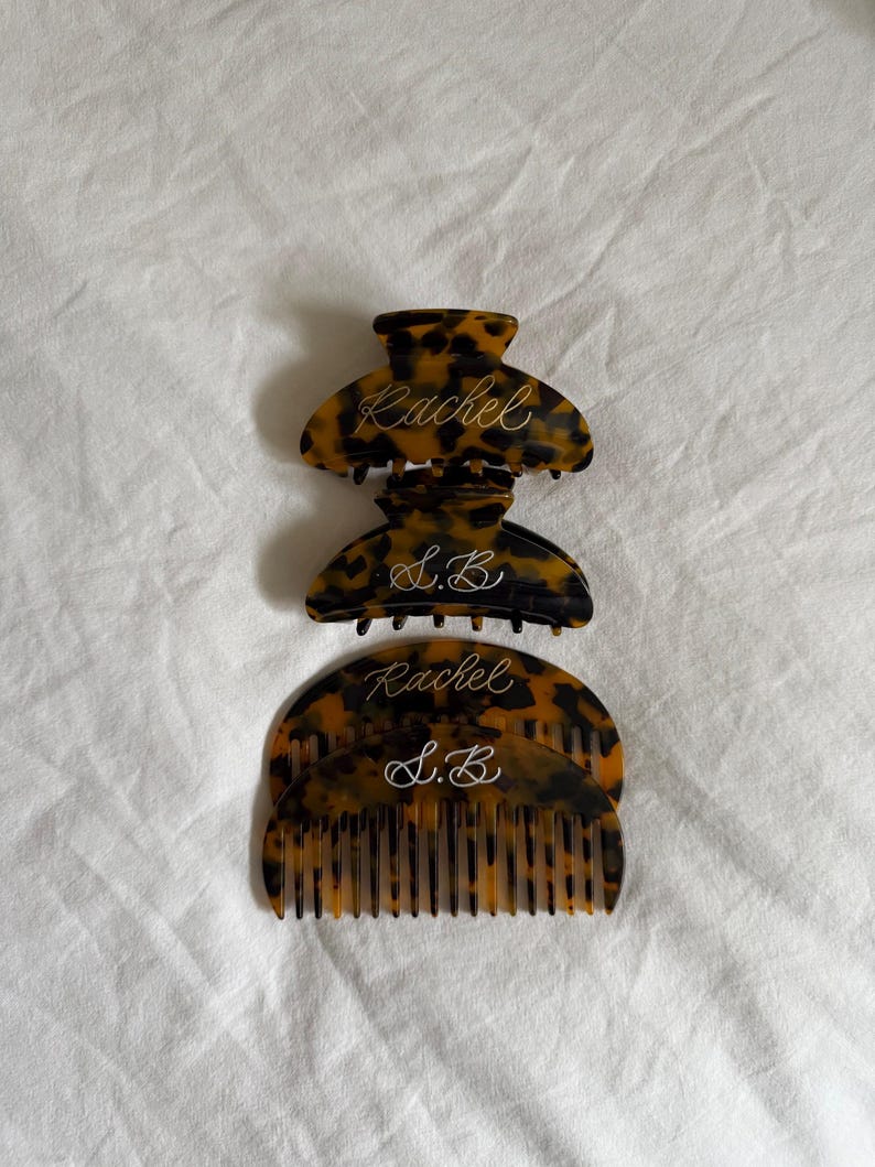 Personalized Hair Claw Clip, Hand Engraved Name, Bridesmaid Gift - Etsy ...