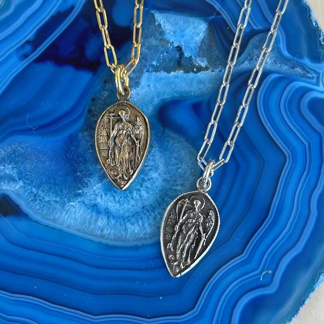 Guardian Angel Medal Necklace - Angel Charm Necklace - Protection ...