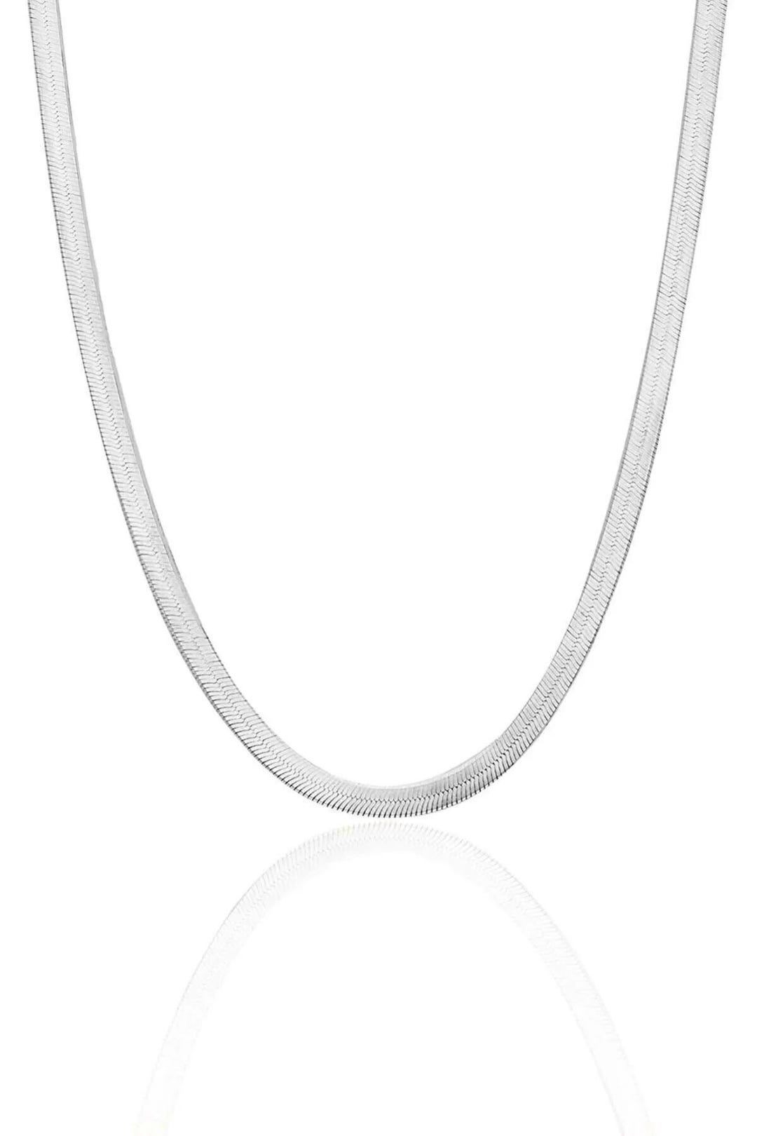 925 Sterling Silver Flat Chain 45cm Thin Minimalist Necklace, Unisex ...
