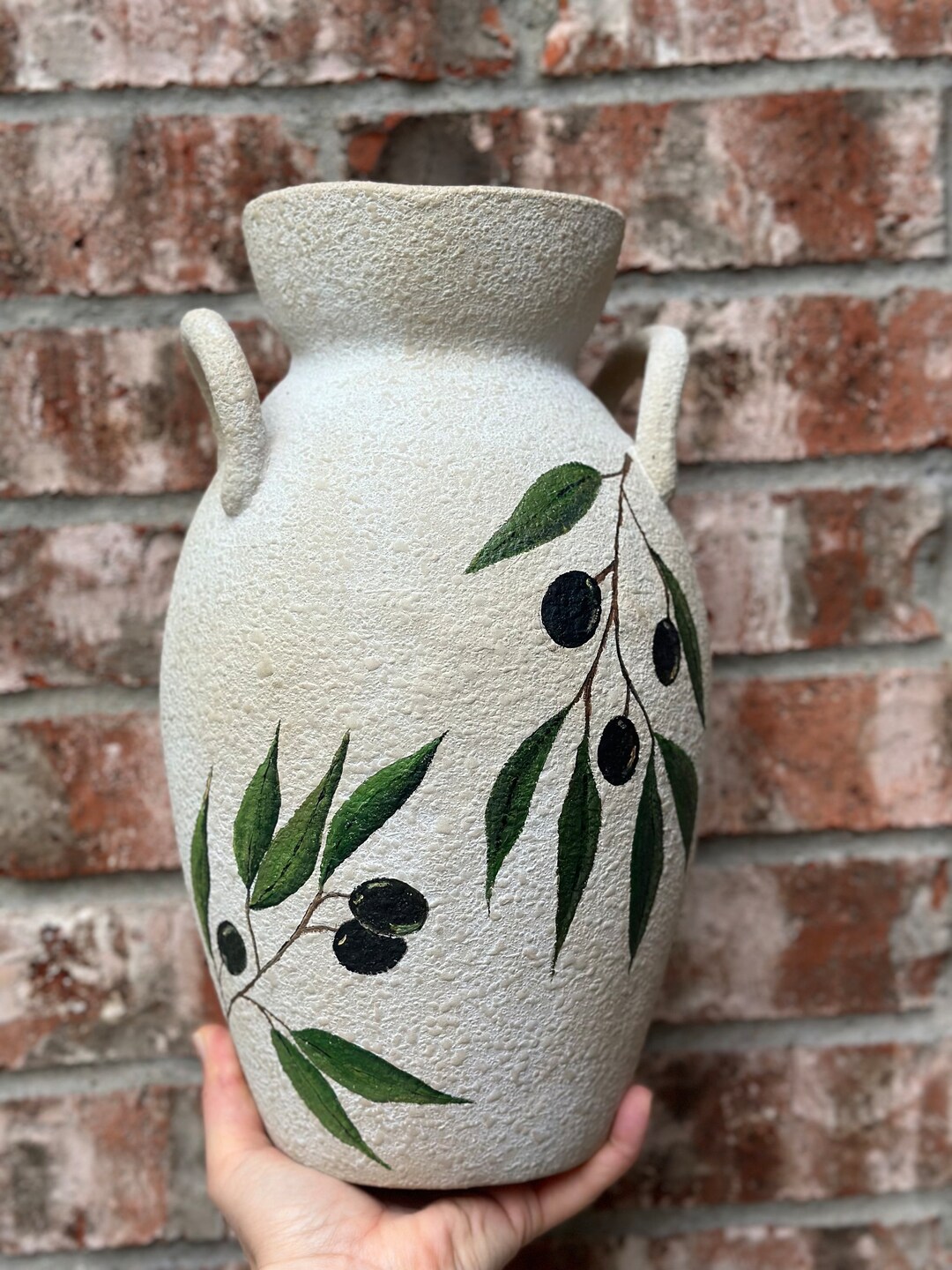 Ceramic Handpainted Olive Branch Antique Like Vase, Olive Branch Decor - Etsy