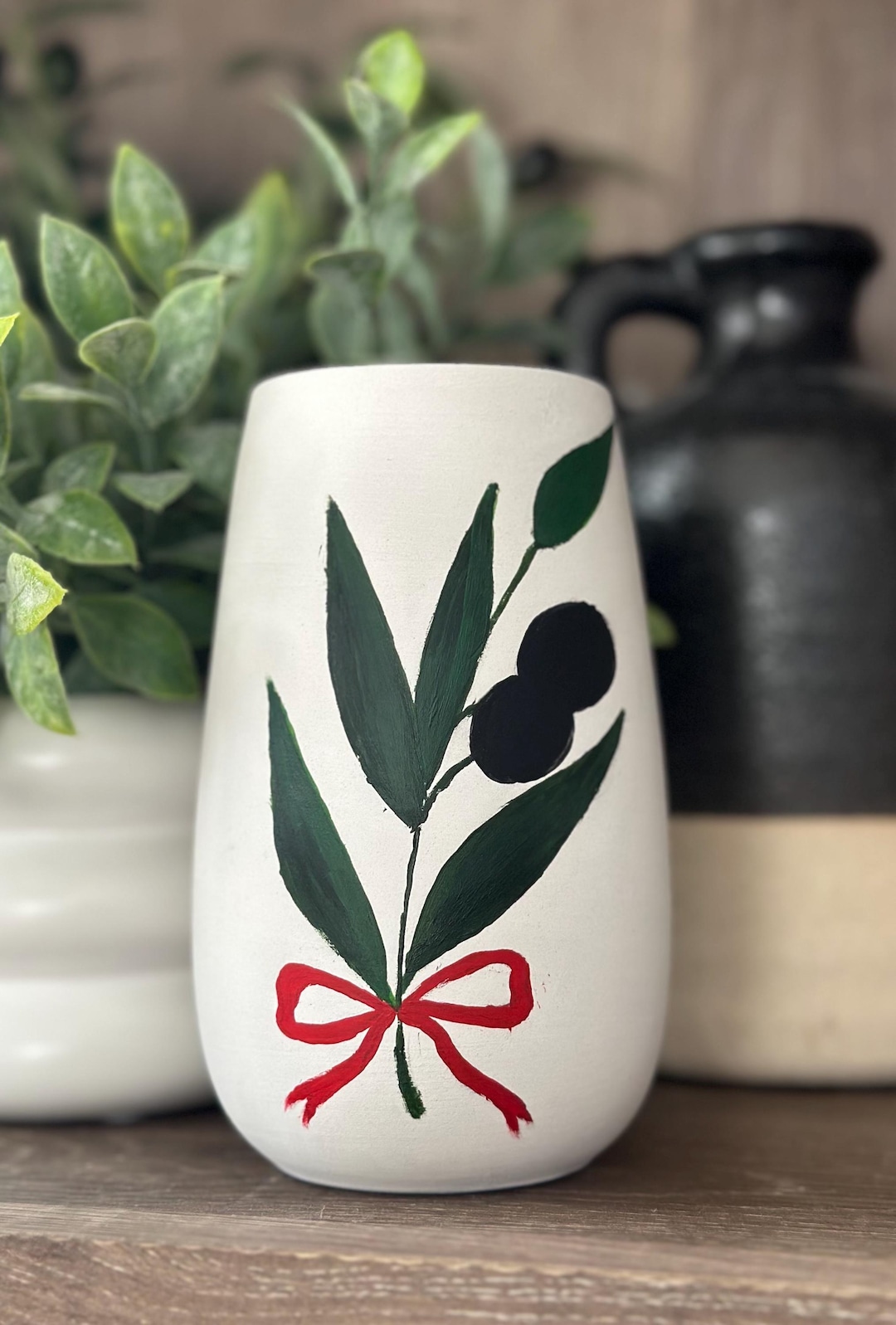 Ceramic Handpainted Olive Branch Vase, Olive Branch Decor, Palestinian ...