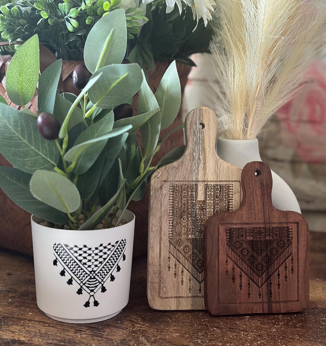 Keffiyeh Tatreez Mini Cutting Board, Palestinian Decor, Map of ...