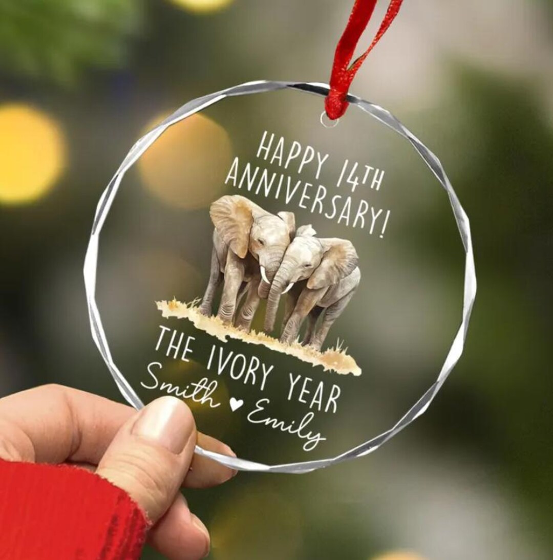 Personalized 14th Wedding Anniversary Ornament, 14th Anniversary Gift ...