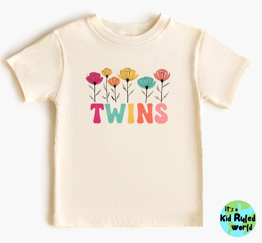 Girls Twin Shirts, Cute Twin Tshirt, Toddler Retro Style T-shirt, Kids Funny Shirt for Twins ...