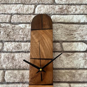 Handmade Slim Walnut Wall Clock: Smoky Epoxy Inlay, Vertical Wood ...