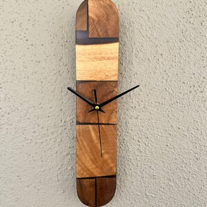 Handmade Slim Walnut Wall Clock: Smoky Epoxy Inlay, Vertical Wood ...