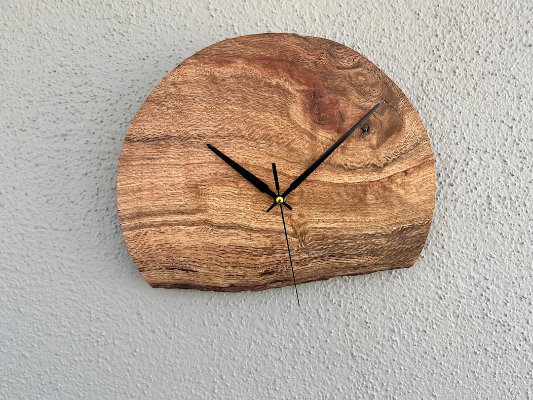 Minimalist Oak Wood Half-moon Wall Clock: Silent Home Decor - Etsy