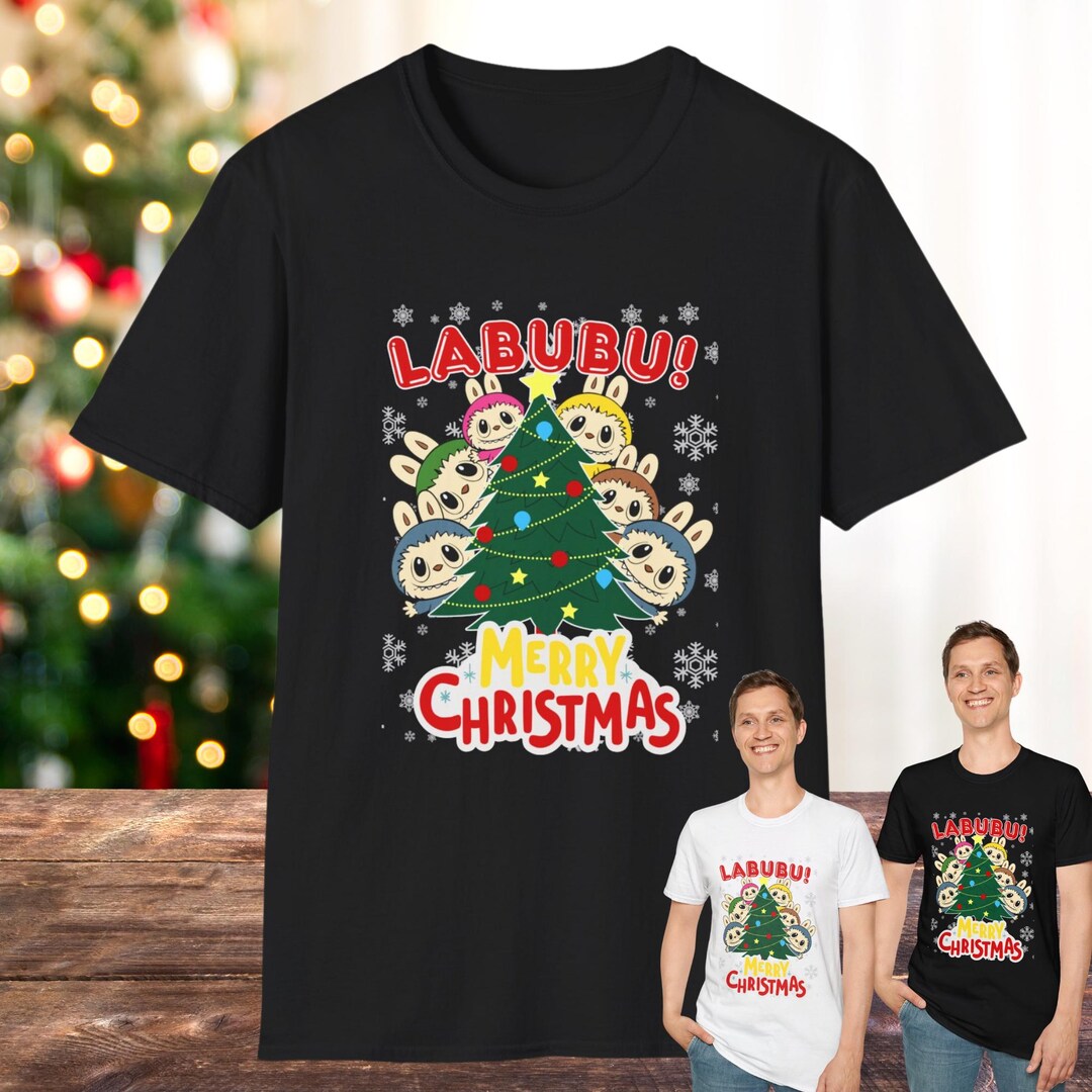 Labubu Merchandise Merry Christmas Unisex Softstyle T-shirt, Labubu ...