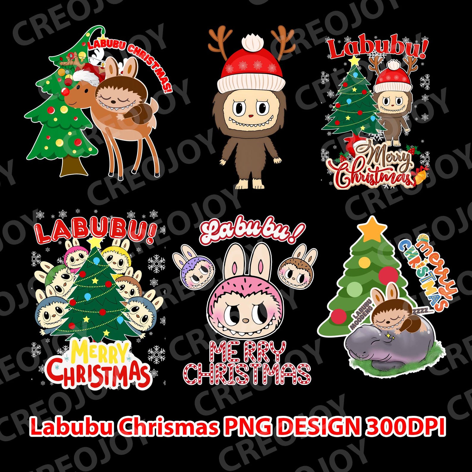 PNG 300dpi Labubu Christmas Bundle Digitital Downloads, Labubu Monster ...