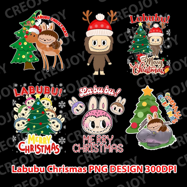 PNG 300dpi Labubu Christmas Bundle Digitital Downloads, Labubu Monster ...