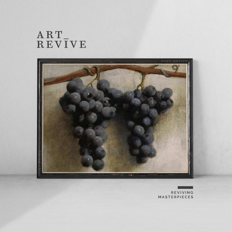 Dark Grapes on the Vine | PRINTABLE | Fruit Still Life Painting ...