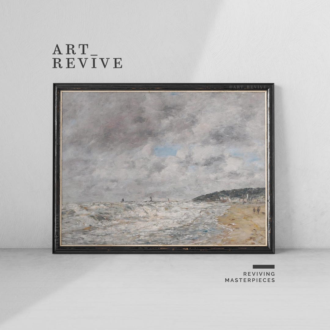 Stormy Ocean Painting | PRINTABLE | Cloudy Sky Artwork | Coastal ...