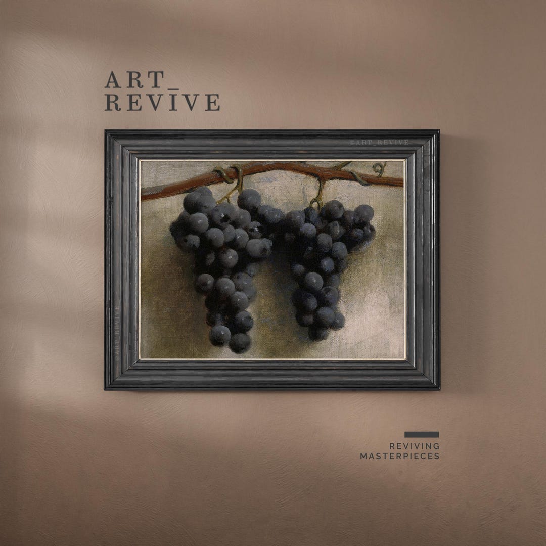 Dark Grapes on the Vine | PRINTABLE | Fruit Still Life Painting ...