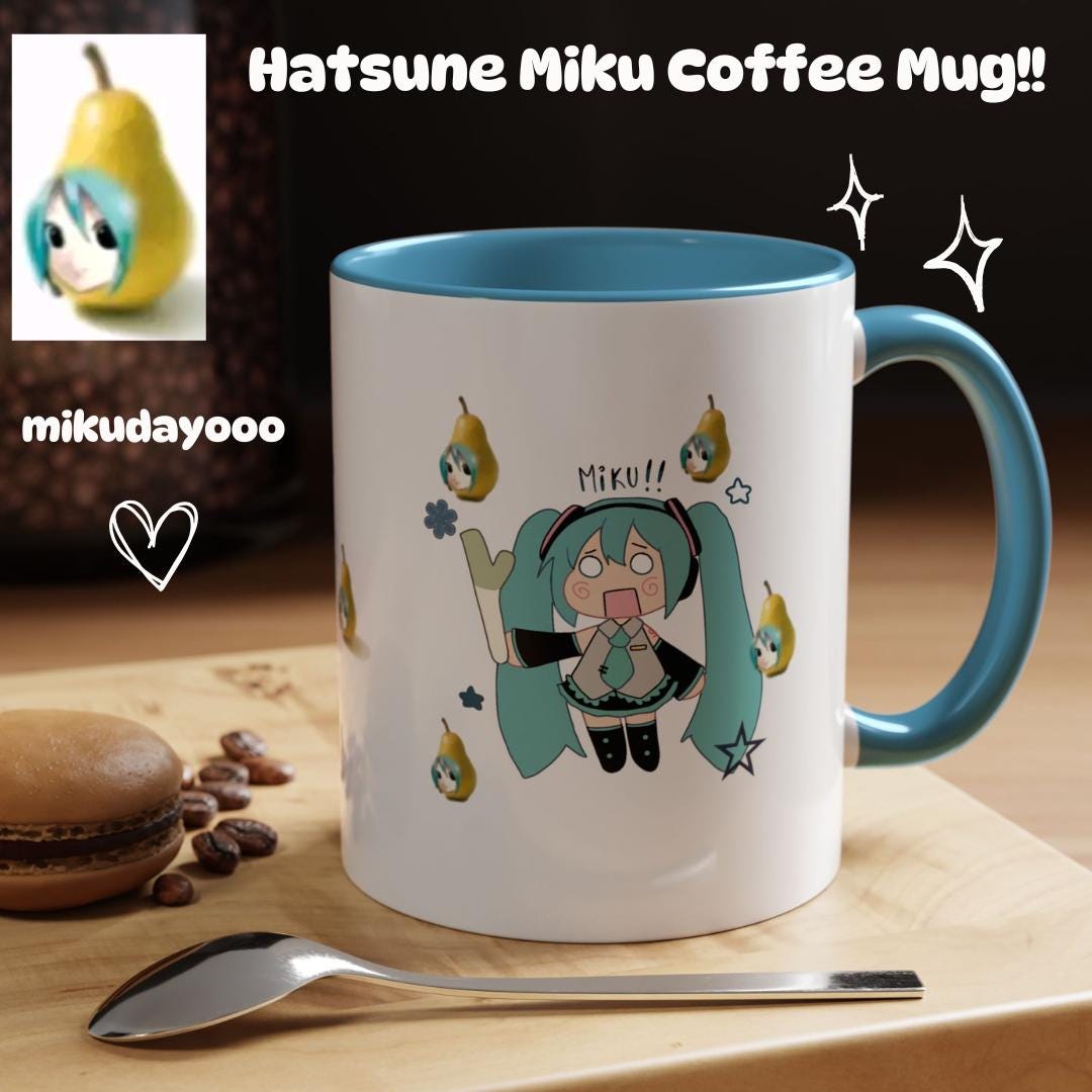 Hatsune Miku, Miku, Pear Miku, Miku Vocaloid, Miku Coffee Mug, Cute Coffee Mug, Vocaloid Fans, I ...