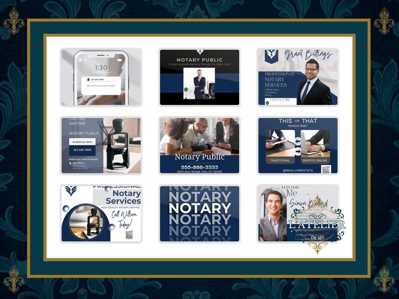 25 Instagram Post Templates | Notary Public Theme | Blue & White ...