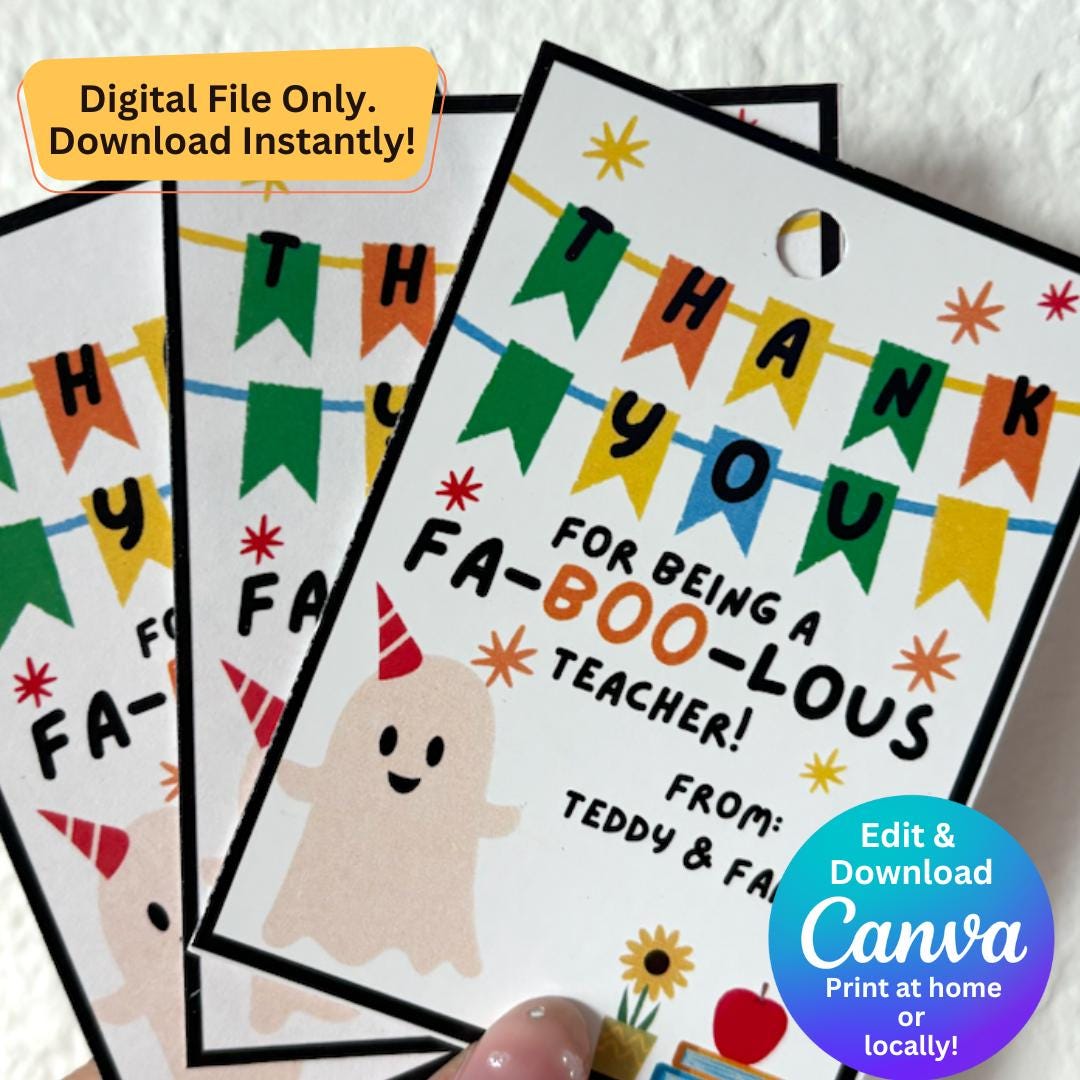 Printable Halloween Teacher Gift Tag, Teacher Gift Tag, Teacher ...