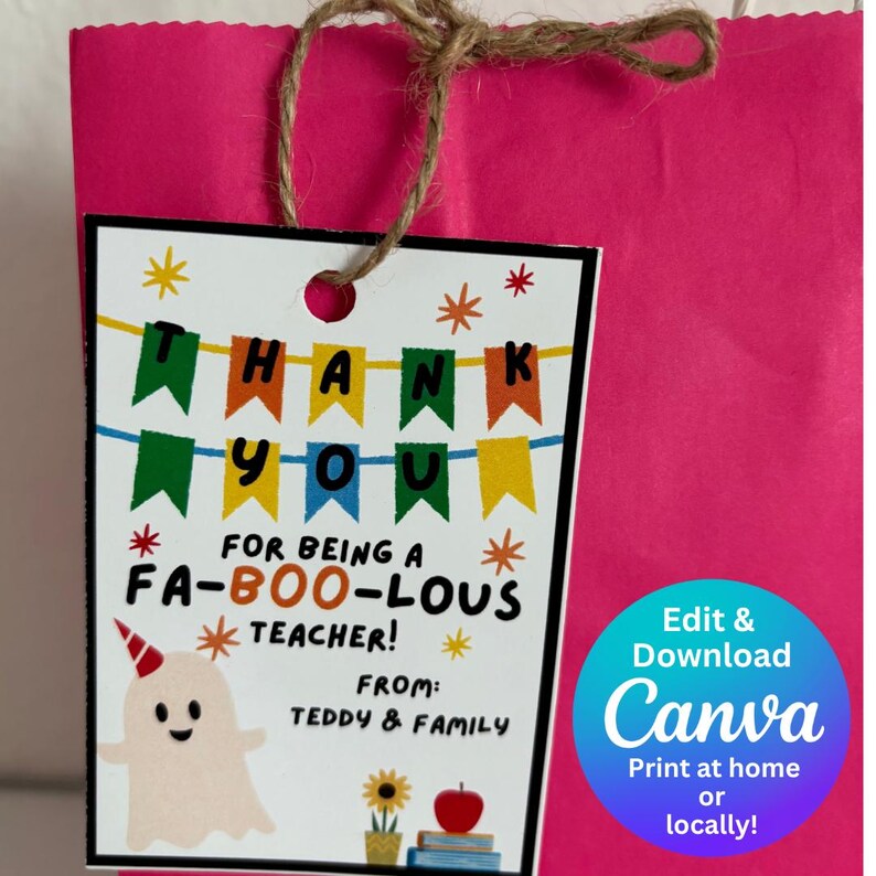 Printable Halloween Teacher Gift Tag, Teacher Gift Tag, Teacher ...