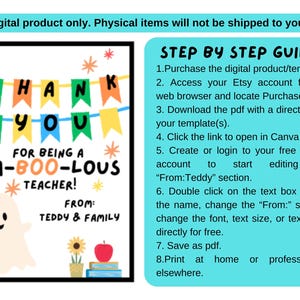 Printable Halloween Teacher Gift Tag, Teacher Gift Tag, Teacher ...