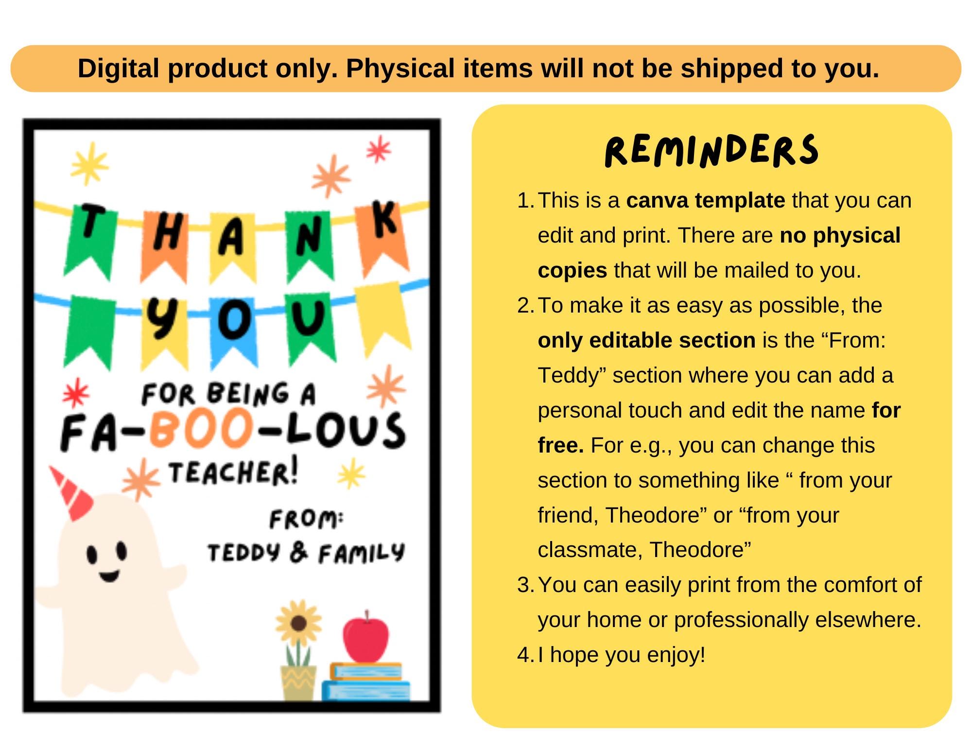 Printable Halloween Teacher Gift Tag, Teacher Gift Tag, Teacher ...