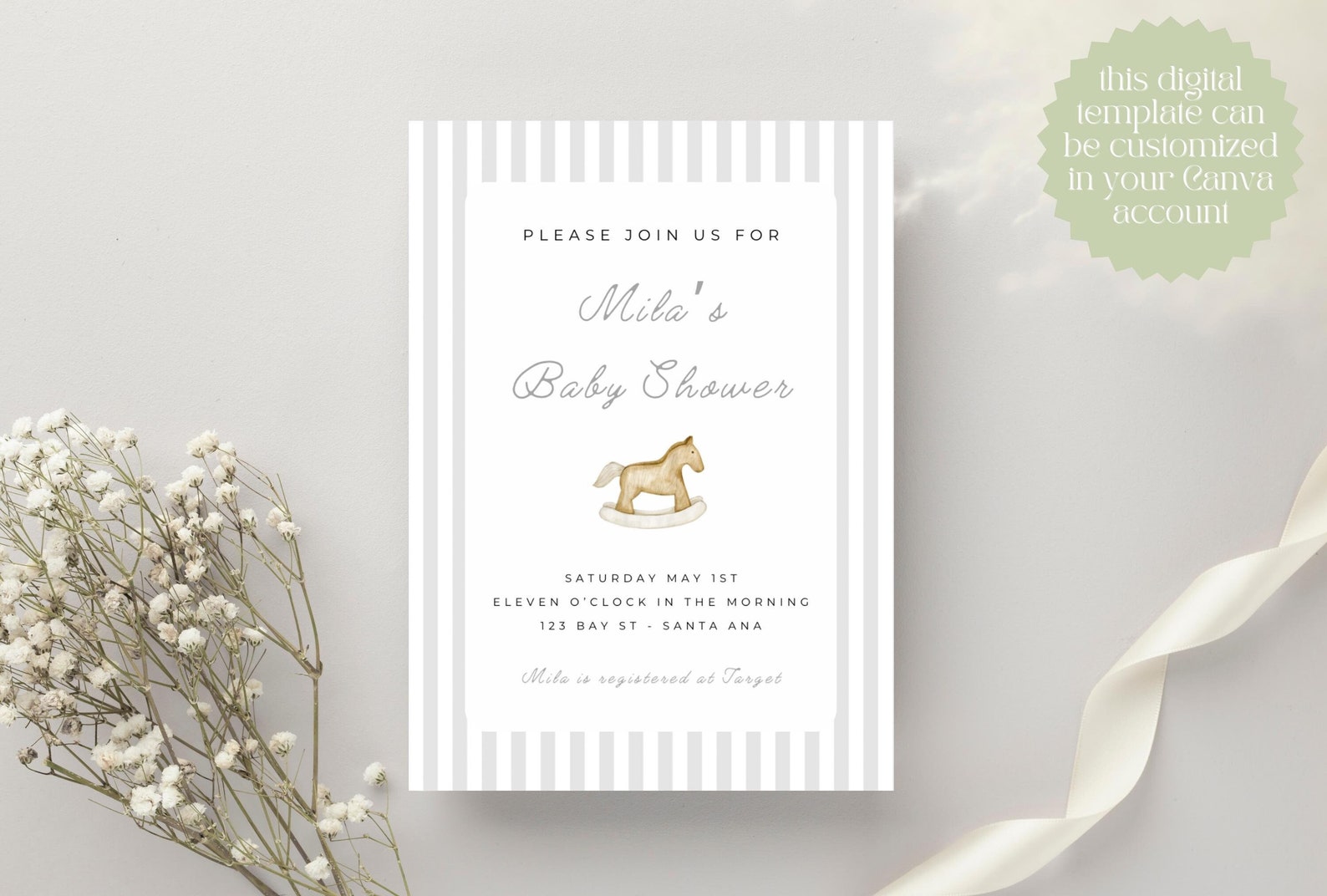 Minimalistic Baby Shower Invitation, Simple Invite, Neutral Invites ...