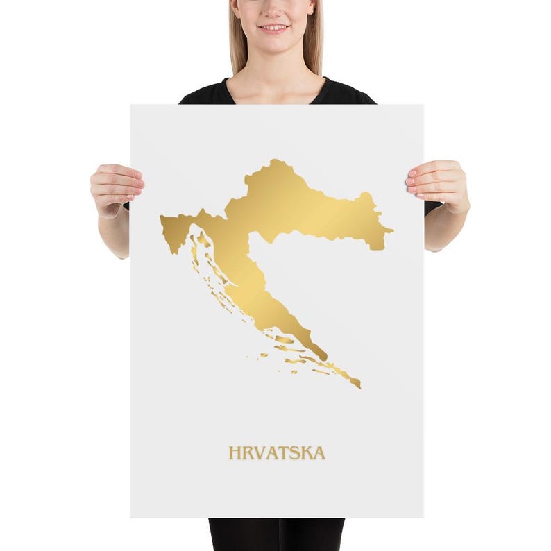 Croatia Poster – Country Outline Map – Hrvatska Wall Art – Balkan Decor ...