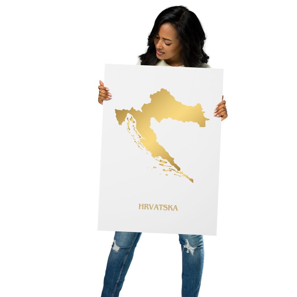 Croatia Poster – Country Outline Map – Hrvatska Wall Art – Balkan Decor ...