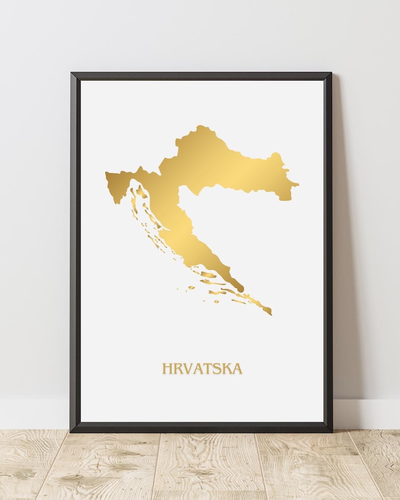 Croatia Poster – Country Outline Map – Hrvatska Wall Art – Balkan Decor ...