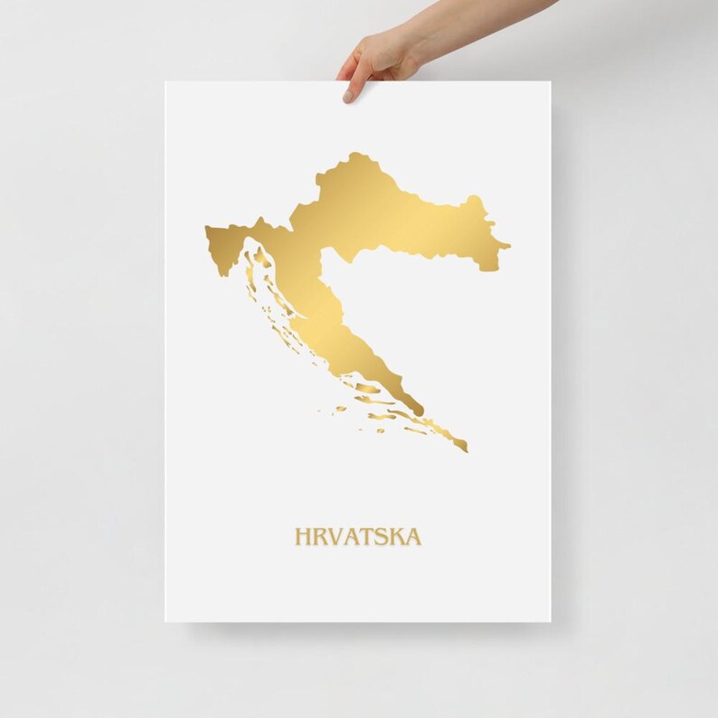 Croatia Poster – Country Outline Map – Hrvatska Wall Art – Balkan Decor ...