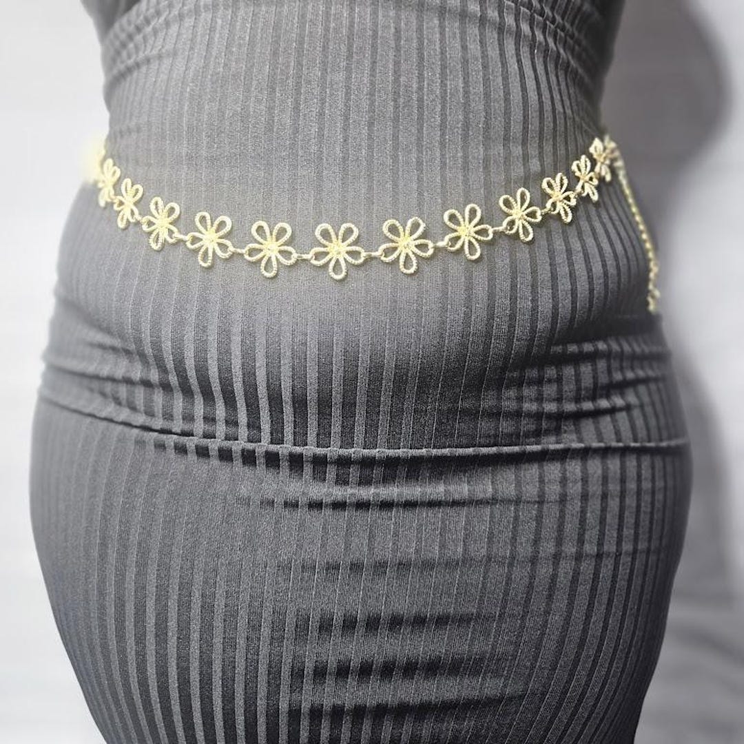 Flower Waist Chain – Plus Size Belly Chain, Adjustable Fit - Etsy