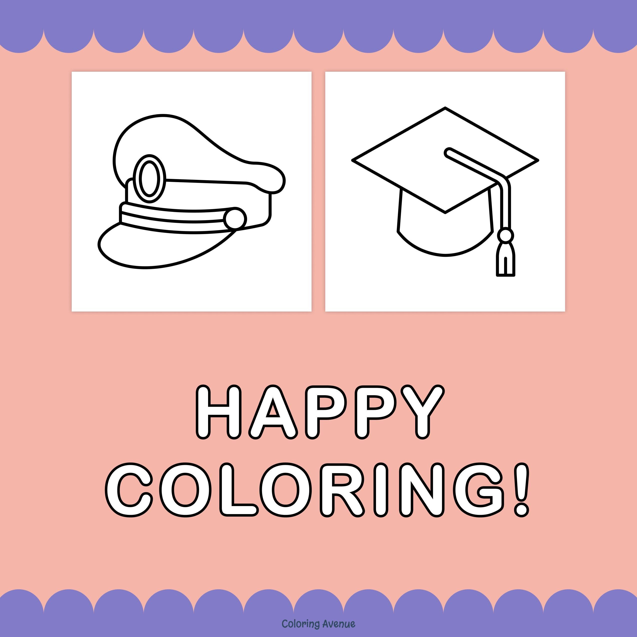 Headwear Coloring Pages Set of 20 Fun Printable Hat Designs for Adults ...