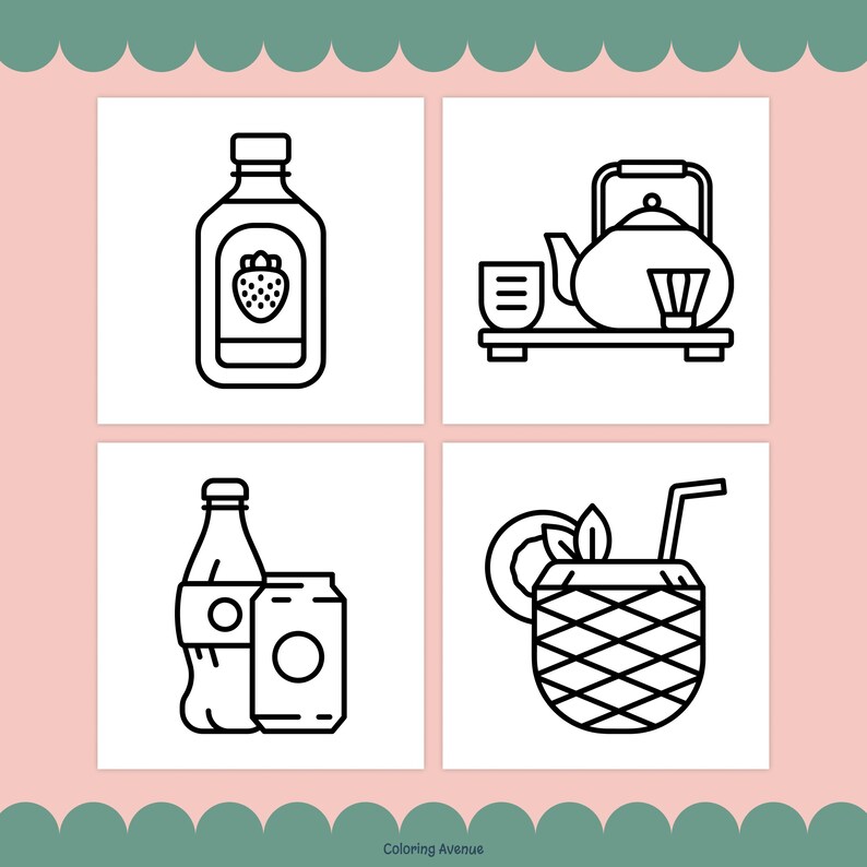 Set of 20 Beverage-themed Coloring Pages – Printable Coffee, Tea ...