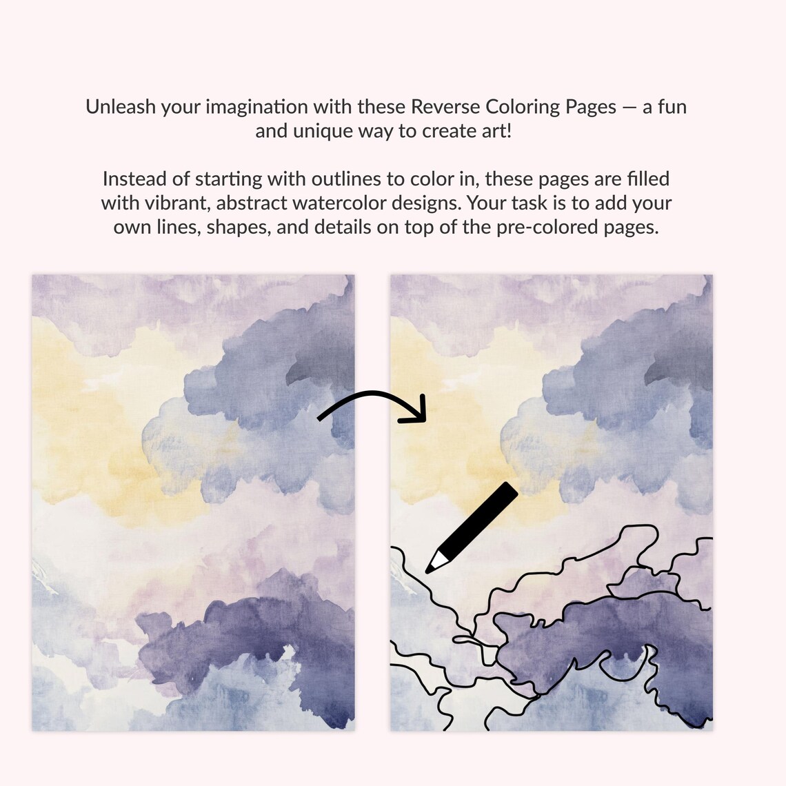 Reverse Coloring Pages - 10 Abstract Designs | Printable PDF in Letter ...