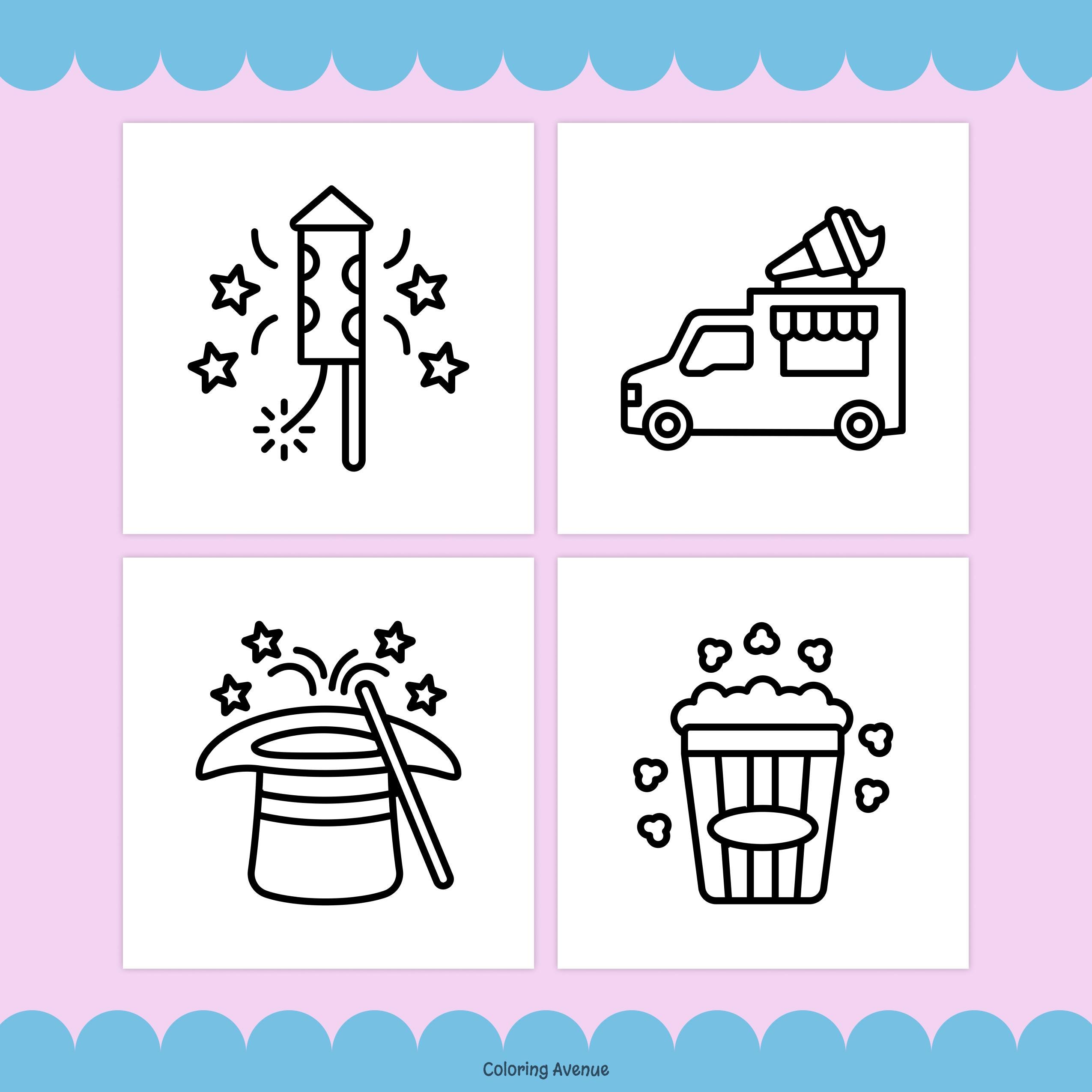 20 Printable Carnival Coloring Pages Bold & Easy Circus Designs for ...