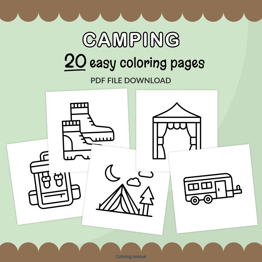 Camping-themed Coloring Pages – 20 Easy Outdoor Designs for Kids ...