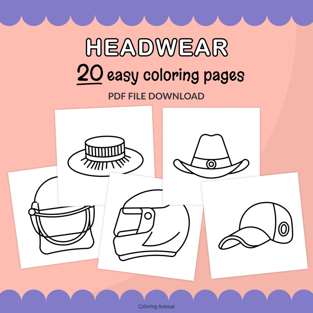 Headwear Coloring Pages – Set of 20 Fun Printable Hat Designs for ...