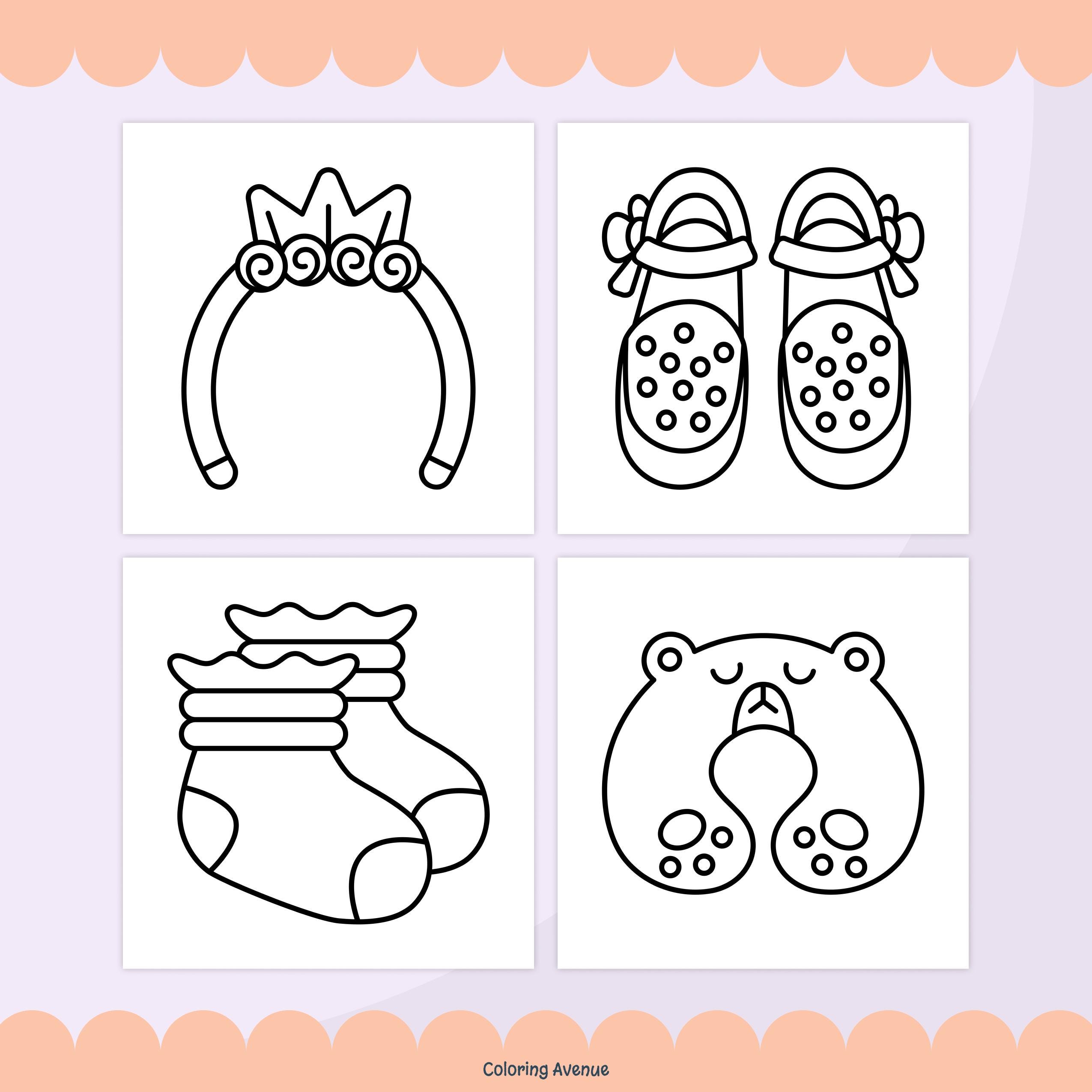 Kids Items Coloring Pages | Set of 20 Super Cute Bold and Easy Coloring ...