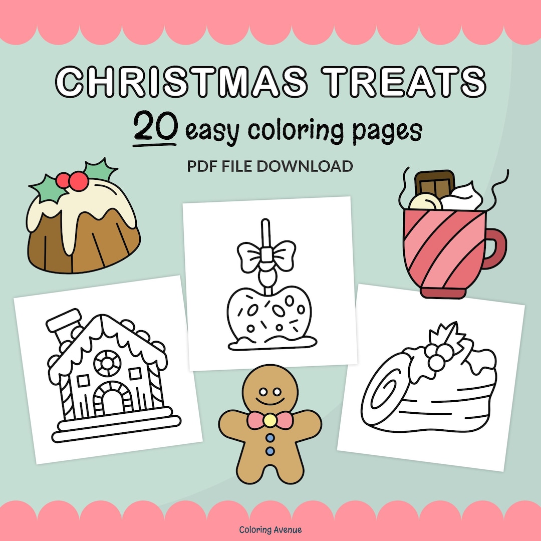 Christmas Treats Coloring Pages | Set of 20 Super Cute Bold and Easy ...