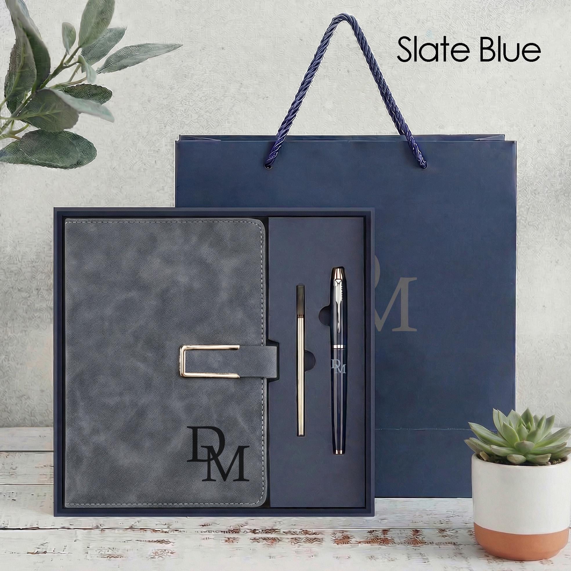 Personalized Leather Notebook Set With Pen Custom Engraved Journal ...
