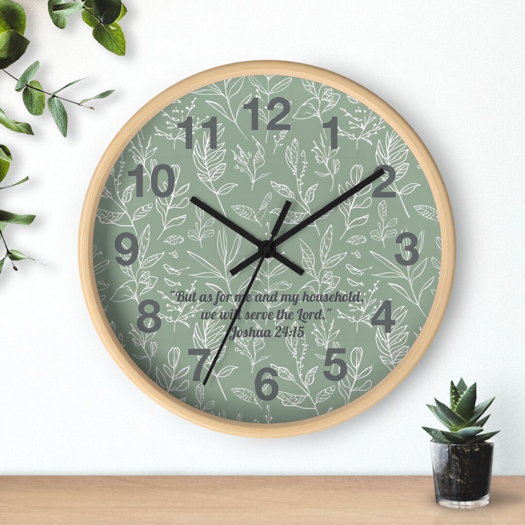 Leaf Background Wall Clock, Bible Verse Home Decor, Christian Gift ...