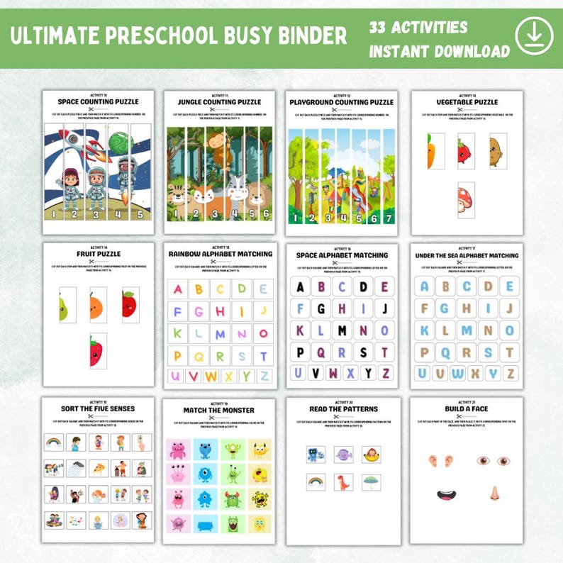 Ultimate Preschool Busy Binder | Printable Learning Activities for ...
