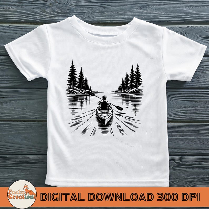 Kayak SVG – Peaceful Forest Paddling Scene – Outdoor SVG for Shirts ...
